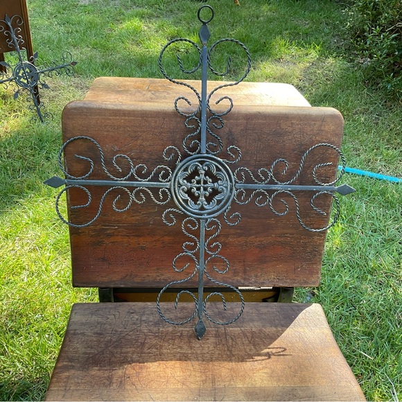 Wall Decor | Metal Scrolled Cross Wall Art With Beautiful Patina | Poshmark